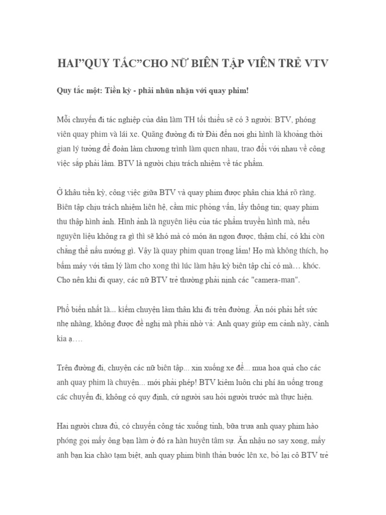 Hai QUY TẮC Cho BTV Nữ | PDF