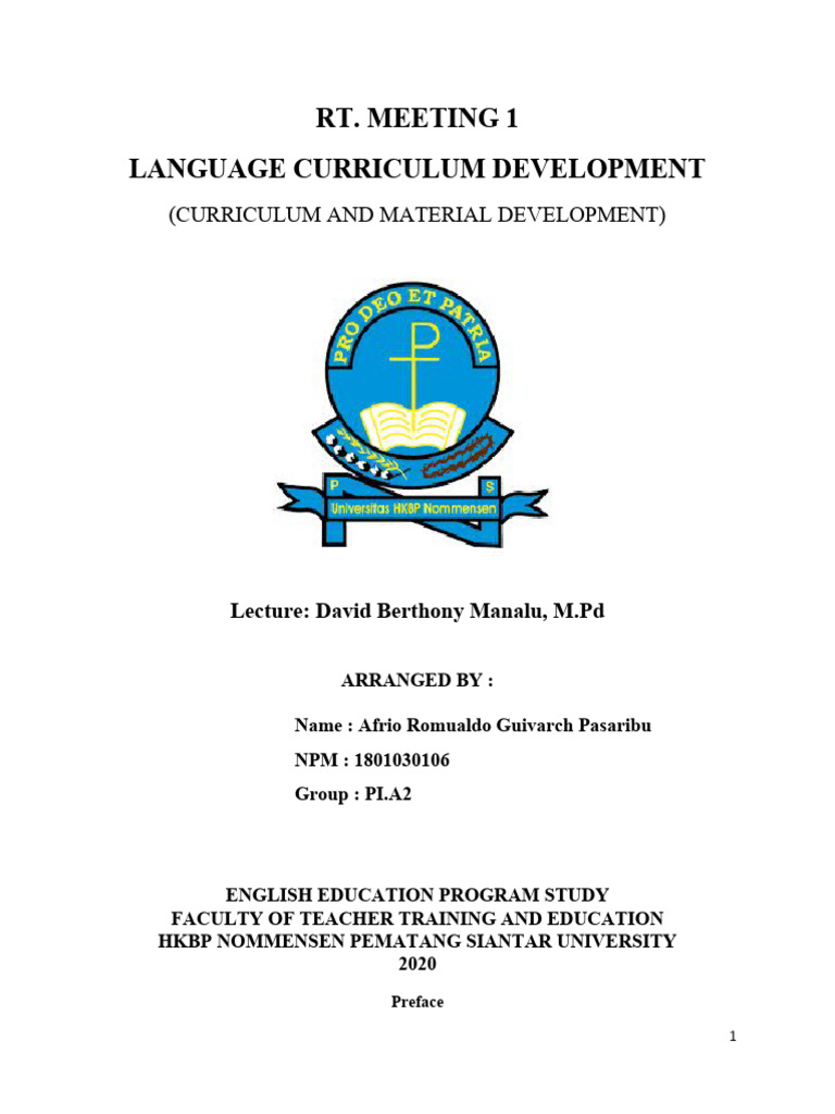 Language Curriculum Development Overview | PDF