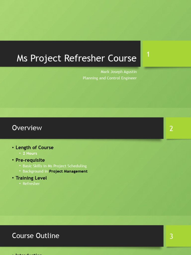Ms Project Training Refresher | PDF | Software | Project Management