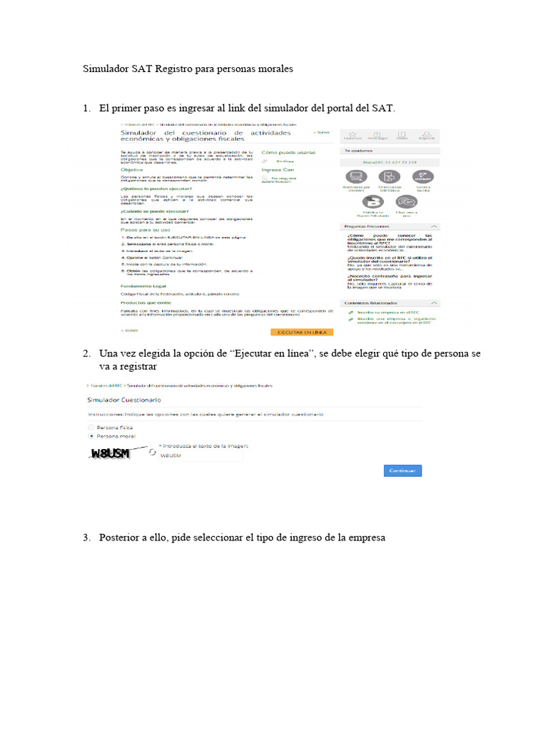 Simulador SAT Registro para Personas Morales | PDF