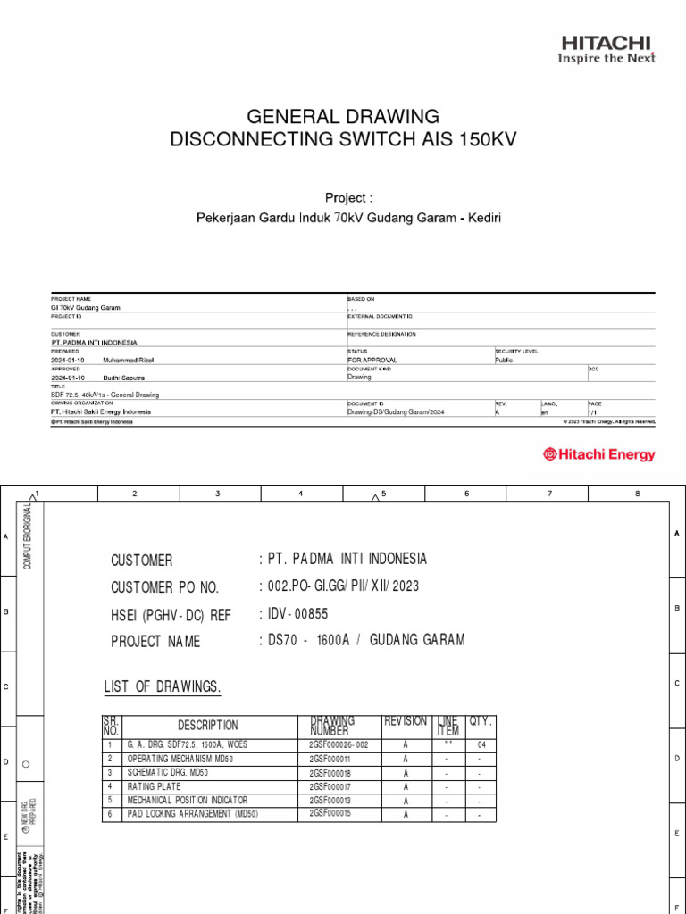 Drawing DS-DSE 1600A - Gudang Garam | PDF | Switch | Insulator ...