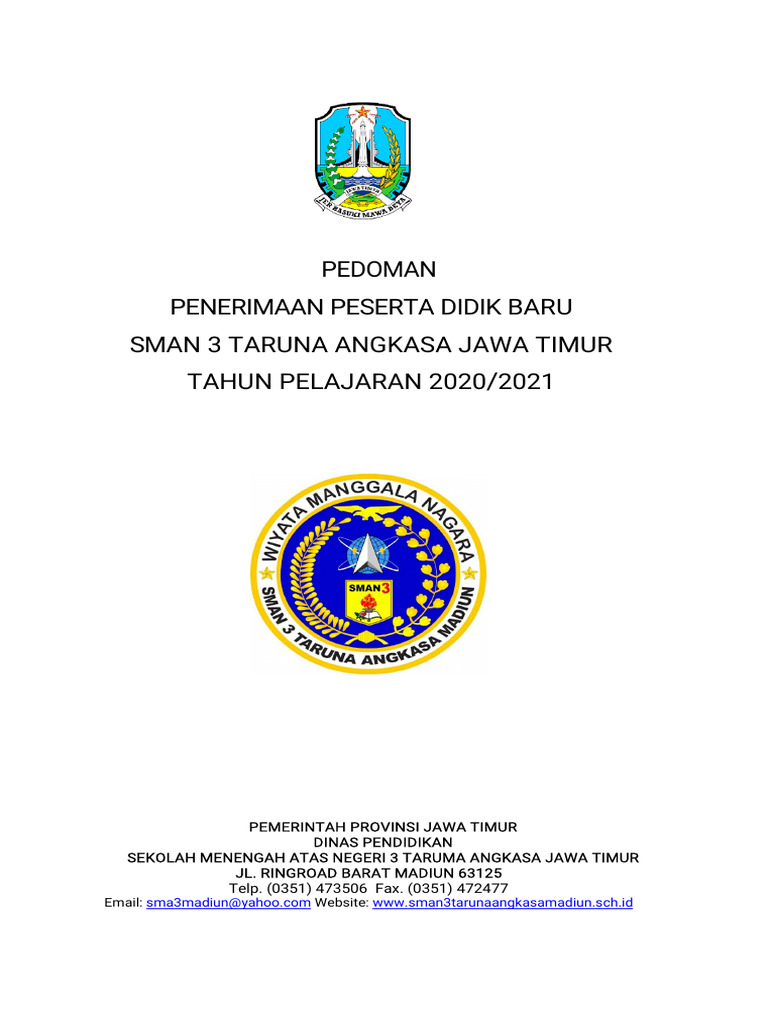 Pedoman PPDB Sman 3 Taruna Angkasa Jatim 2020 2021 | PDF