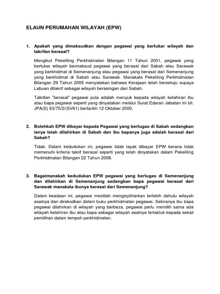 Gaji Elaun Perumahan Wilayah Epw | PDF