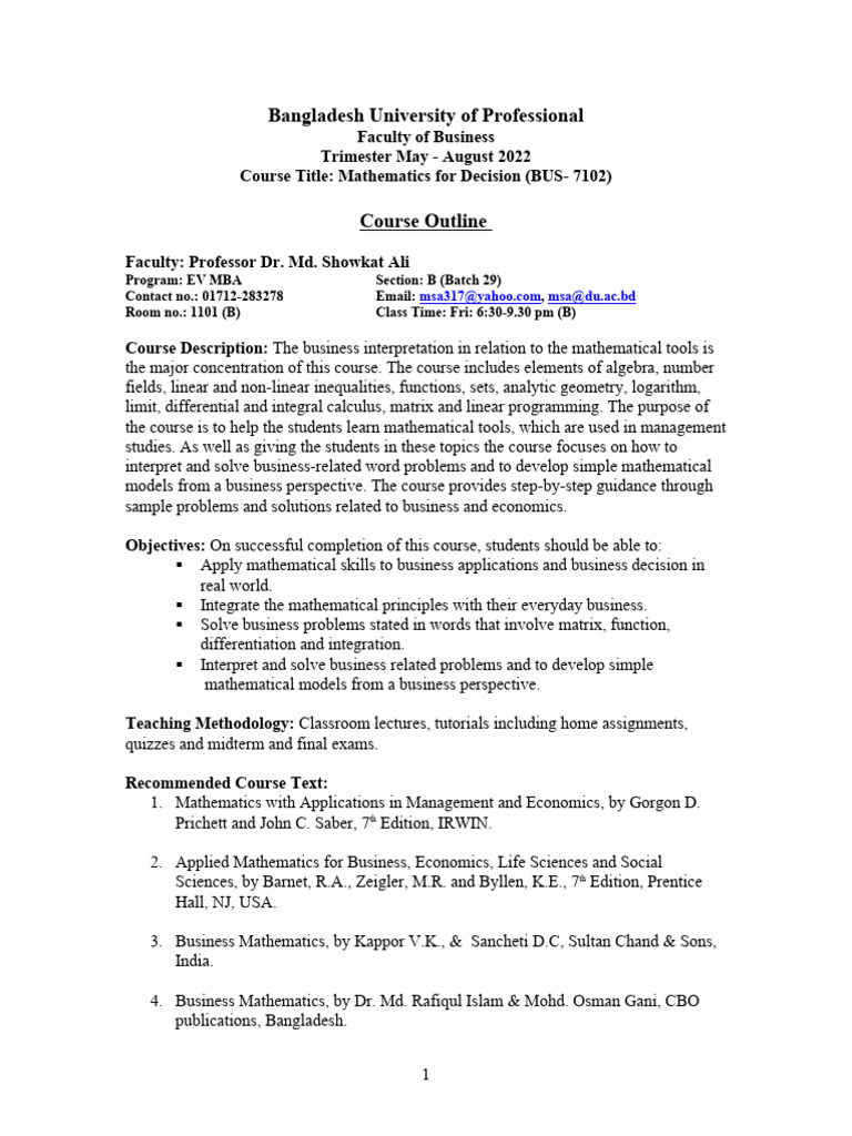 Day - 1 Course Outline | PDF | Matrix (Mathematics) | Logarithm