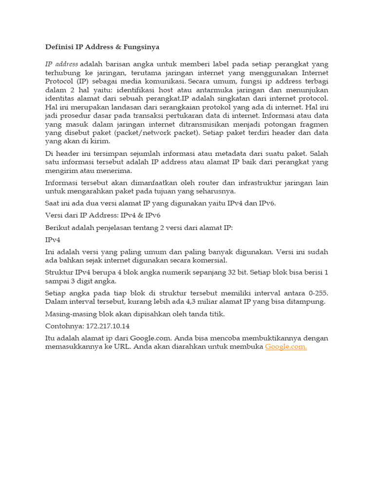 Belajar Dan Mengenal IP Address | PDF | Griya & Taman | Komputer