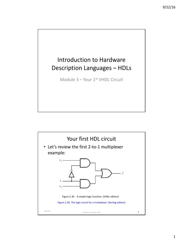 LectureModule 3 Intro2HDLs First VHDL CKT | PDF | Vhdl | Hardware ... LectureModule 3 Intro2HDLs First VHDL CKT | PDF | Vhdl | Hardware ...