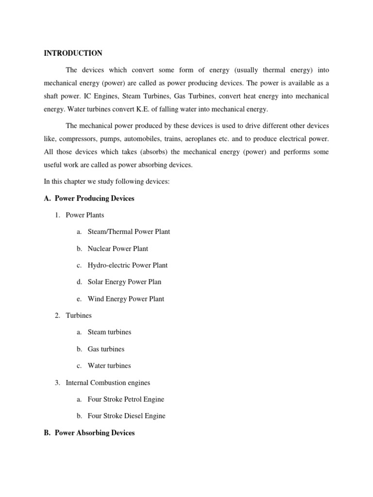 Overview of Power Producing Devices | PDF | Internal Combustion Engine ...