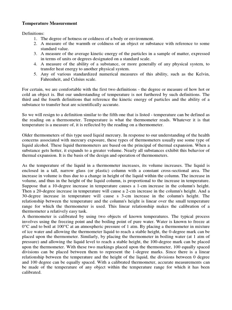 BME-Temperature Measurement - NOTES | PDF | Fahrenheit | Celsius