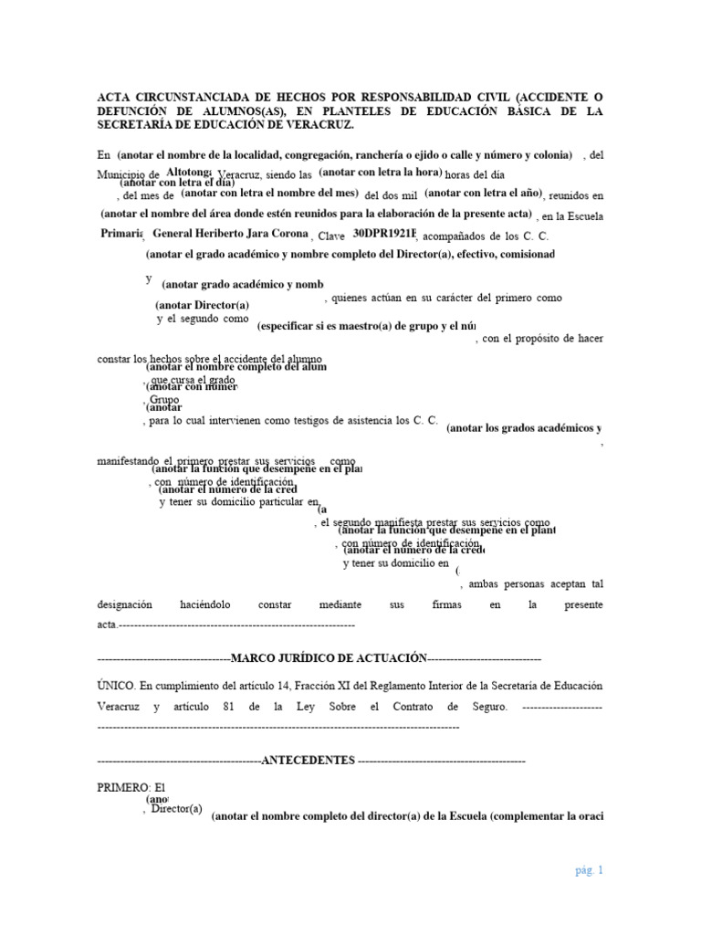 4 Acta Circ Por Accidente o Defuncion de Alumnos | PDF | Justicia ...