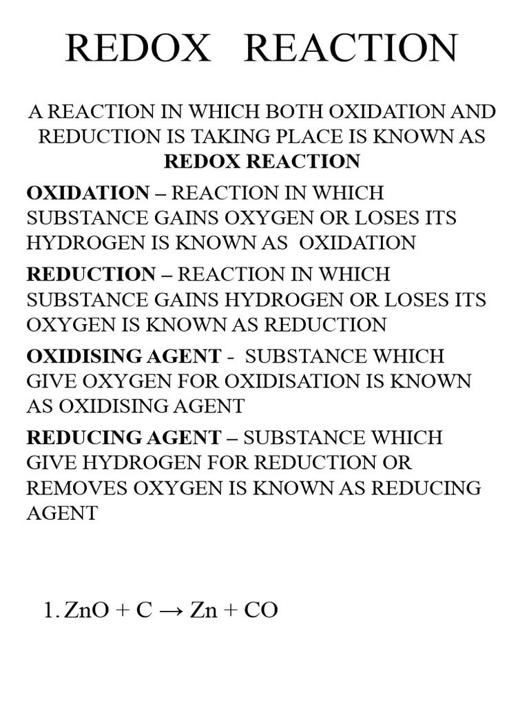 Redox Reaction | PDF