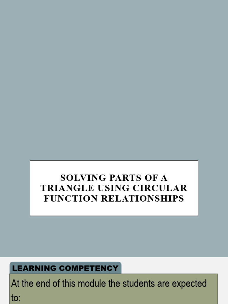 Solving Parts of A Triangle Using Circular Function | PDF ...