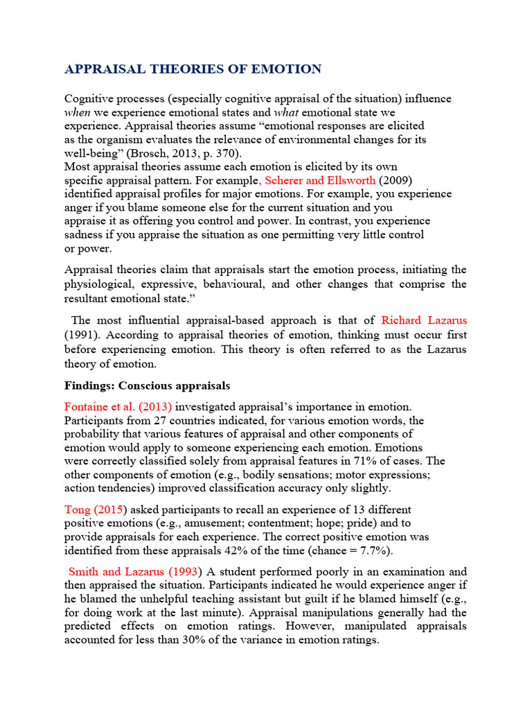 Appraisal Theories | PDF