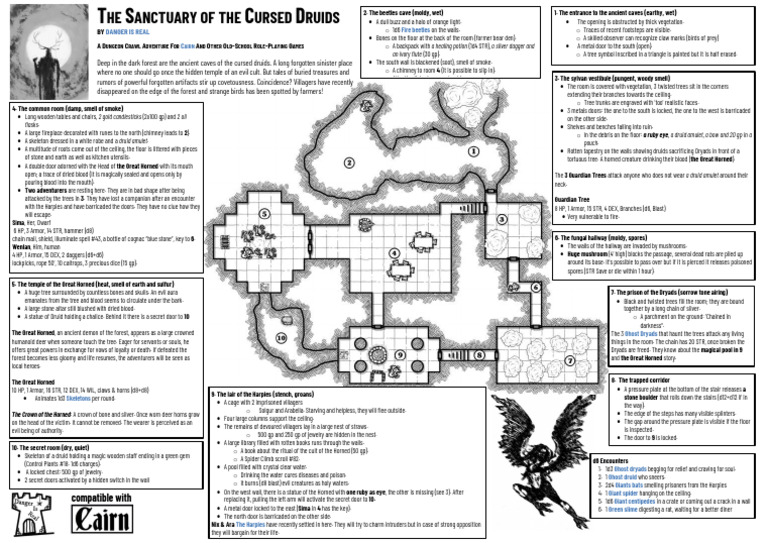 Cursed Druid Caverns Adventure | PDF