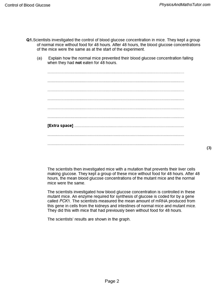 6.4 Control of Blood Glucose QP | PDF | Glucose | Gene