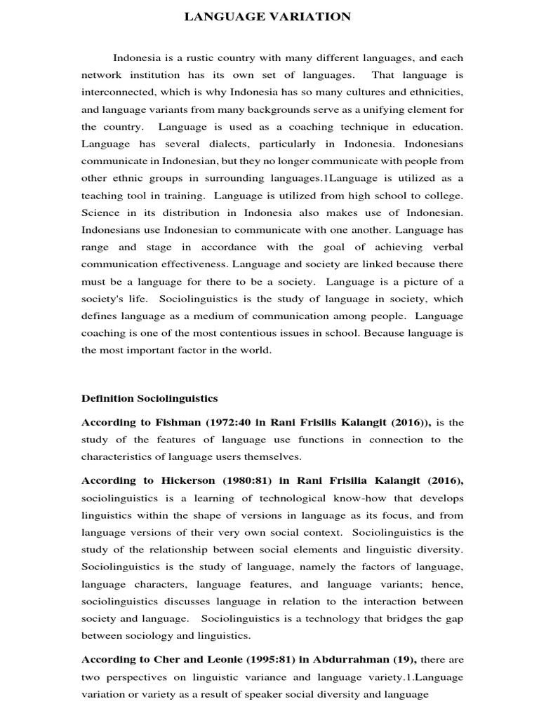 LANGUAGE VARIATION Sri Lestari | PDF | Language Arts & Discipline ...