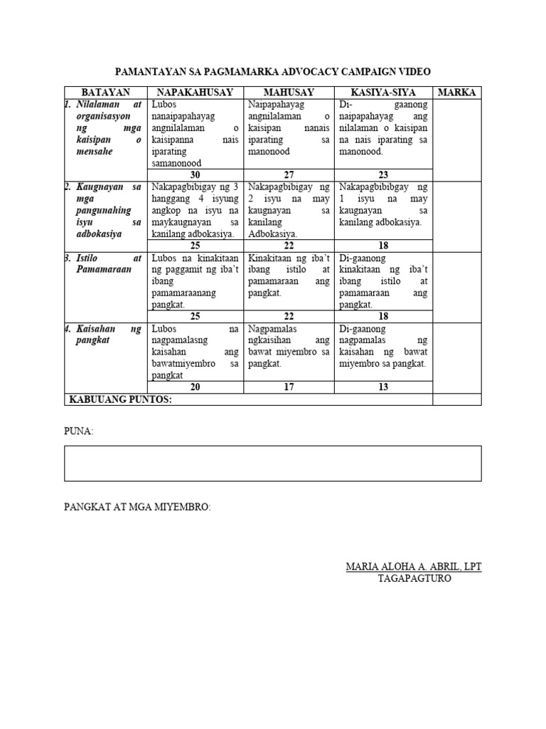 Pamantayan Sa Pagmamarka Advocacy Campaign Video | PDF