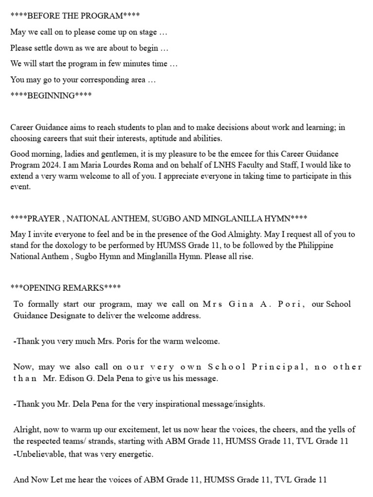 MY Emcee Script CGP 2024 | PDF | Foreign Language Studies