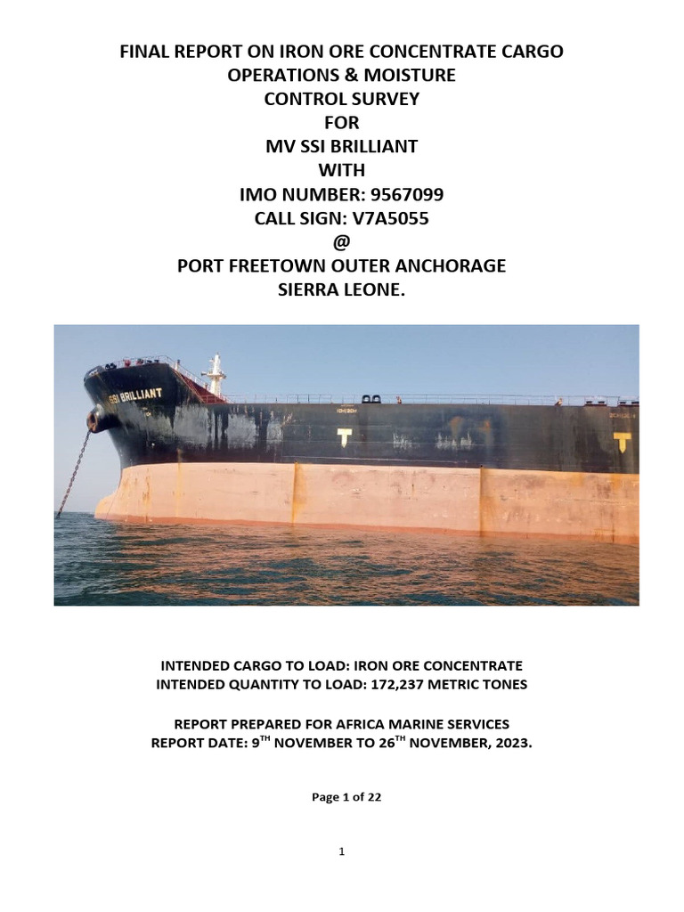 MV SSI BRIALLIANT Final Report - November 2023 | PDF | Cargo | Ships