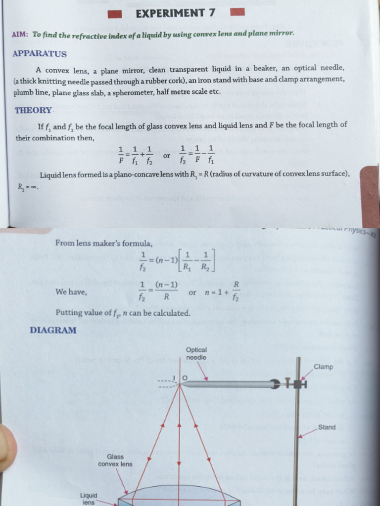 Refractive Index of Liquid Using Convex Lens 16-Jan-2024 13-31-19 | PDF