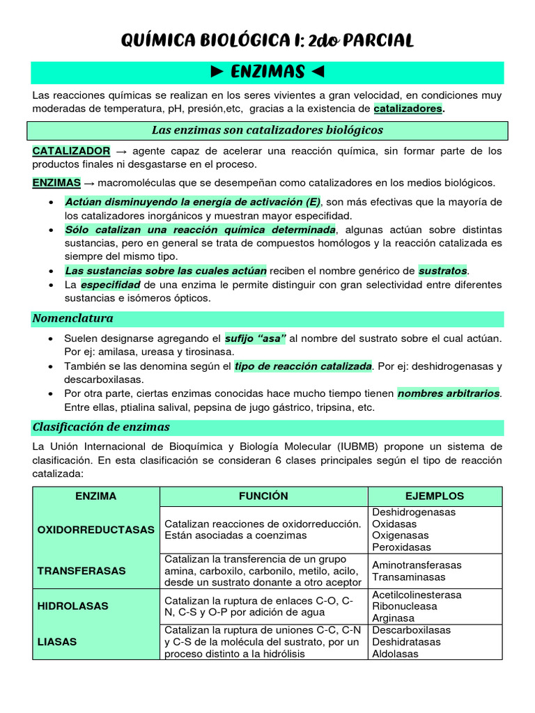 2do PARCIAL BIOQUI | PDF | Inhibidor de la enzima | Enzima
