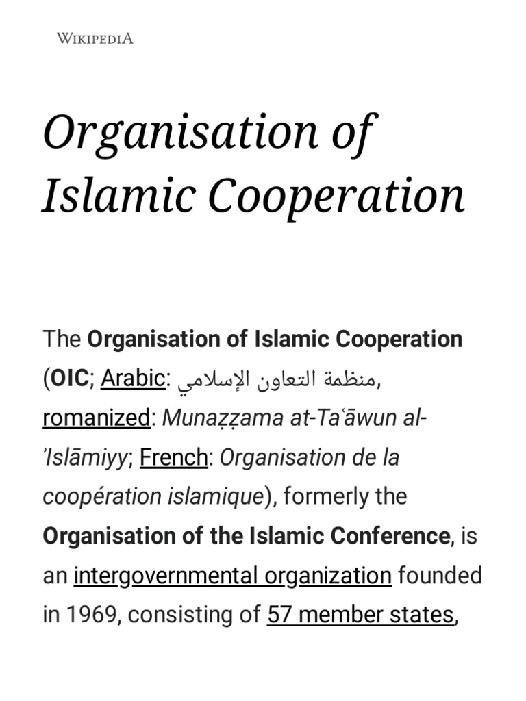Organisation of Islamic Cooperation - Wikipedia | PDF