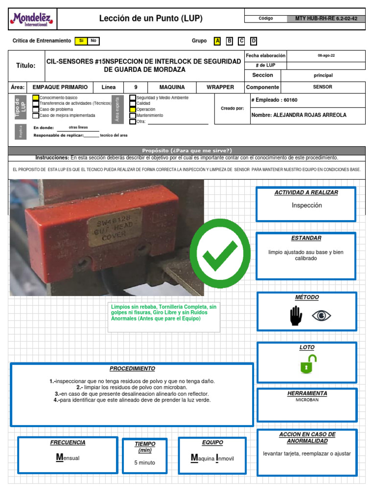Lección de Un Punto (LUP) : Título: Cil-Sensores #15nspeccion de ...