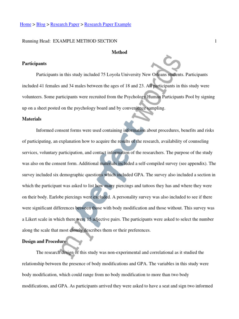 Methods Section of Research Papers Example PDF | PDF | Informed Consent ...