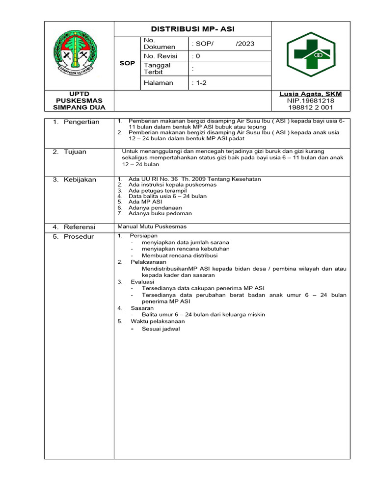 Sop Distribusi MP - Asi | PDF