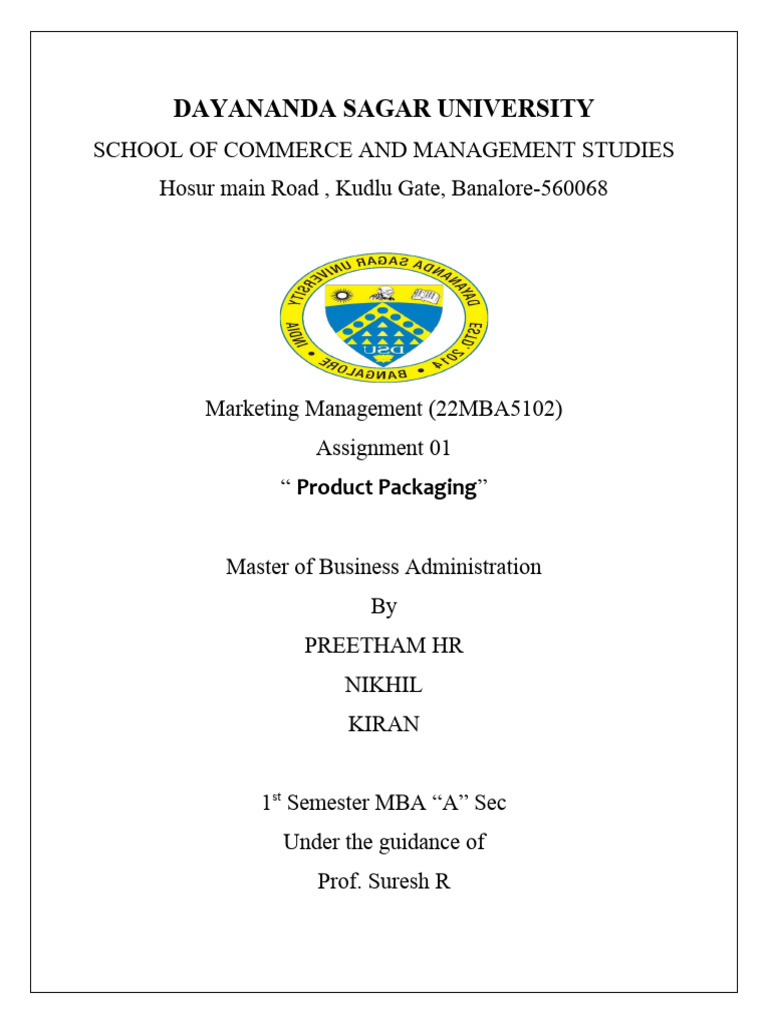Marketing Management Mini Project | PDF | Brand | Packaging And Labeling