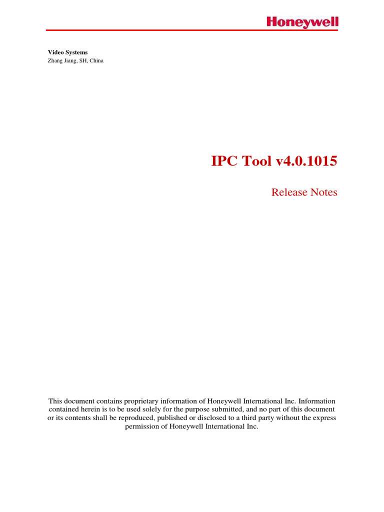 Honeywell IPC Tool v4.0.1015 Release Notes | PDF | Computer ...