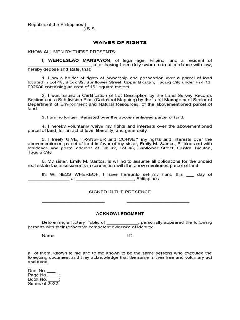 Waiver of Rights | PDF