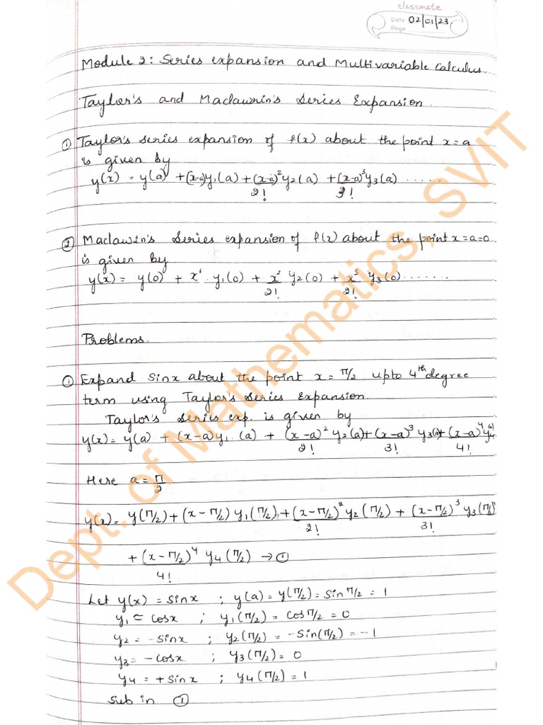 Module 2 Series Expansion And Multivariable Calculus Pdf