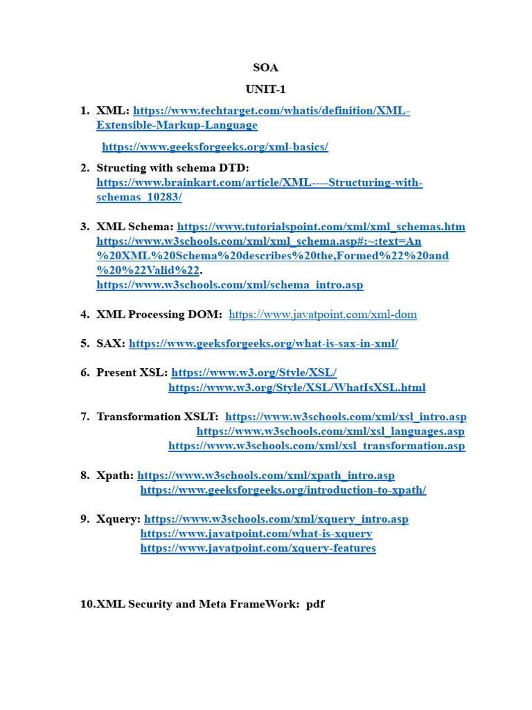 Soa Unit-1 1. XML | PDF