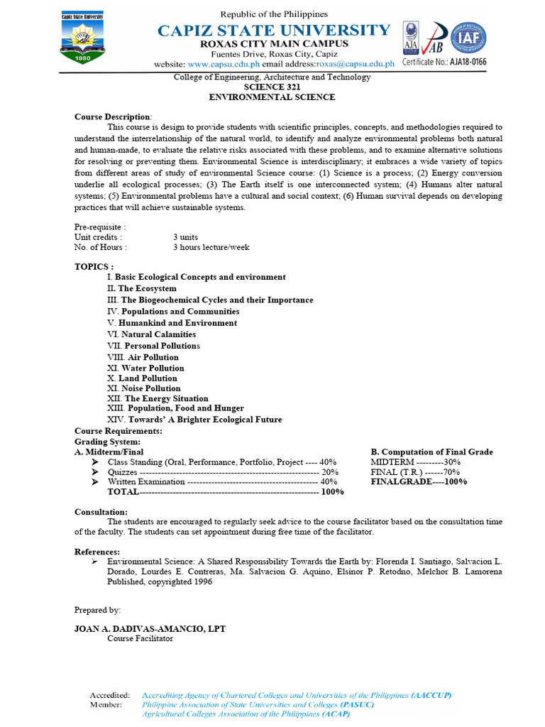 Science 321 Course Outline | PDF