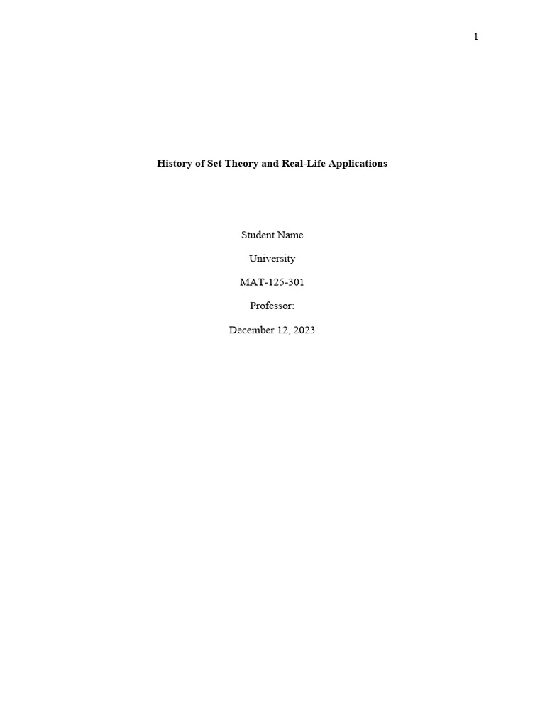 History of Set Theory | PDF | Mathematics | Theory