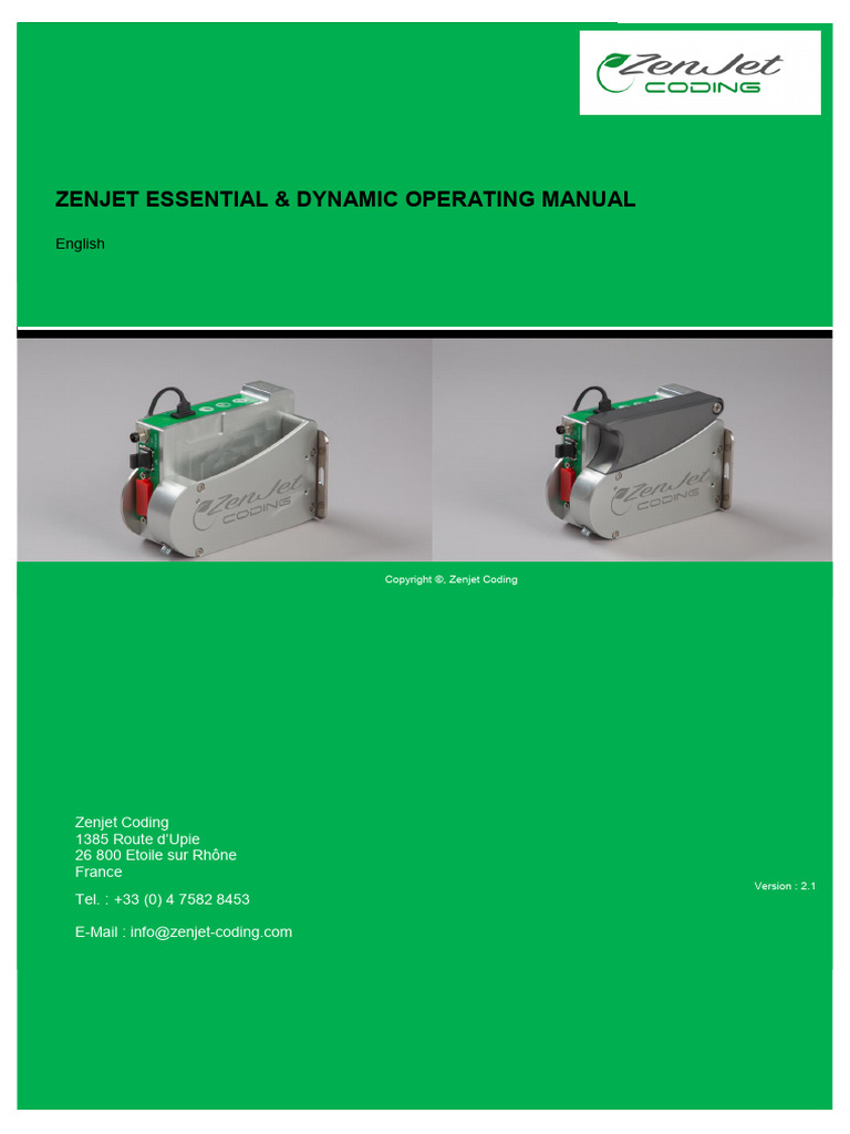 A709646 Handbuch Zenjet Range Operating Manual GB V2 1 | PDF | Printer ...