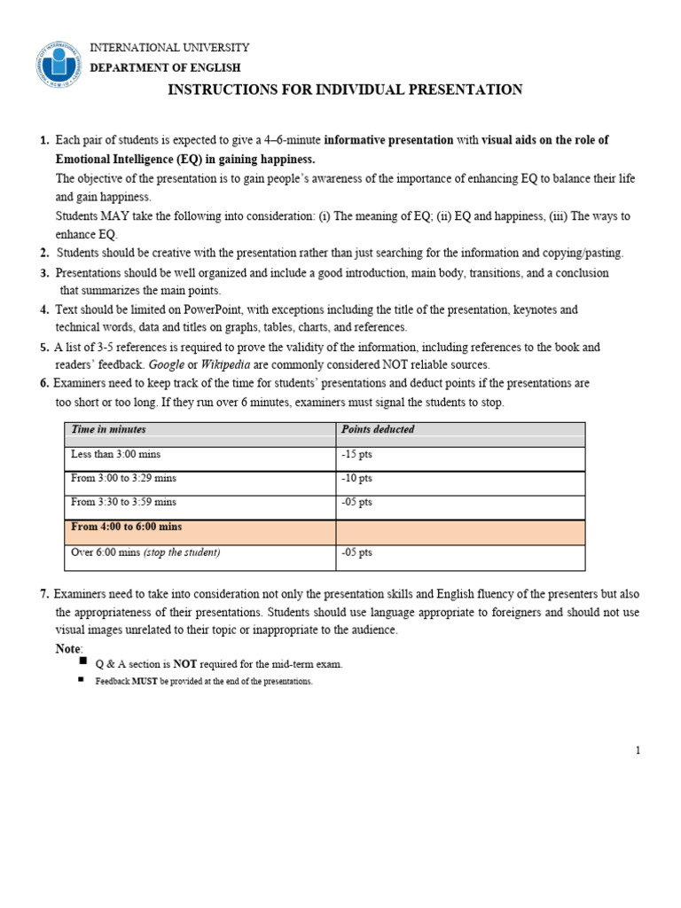 Individual Presentation Topic | PDF | Learning | Communication