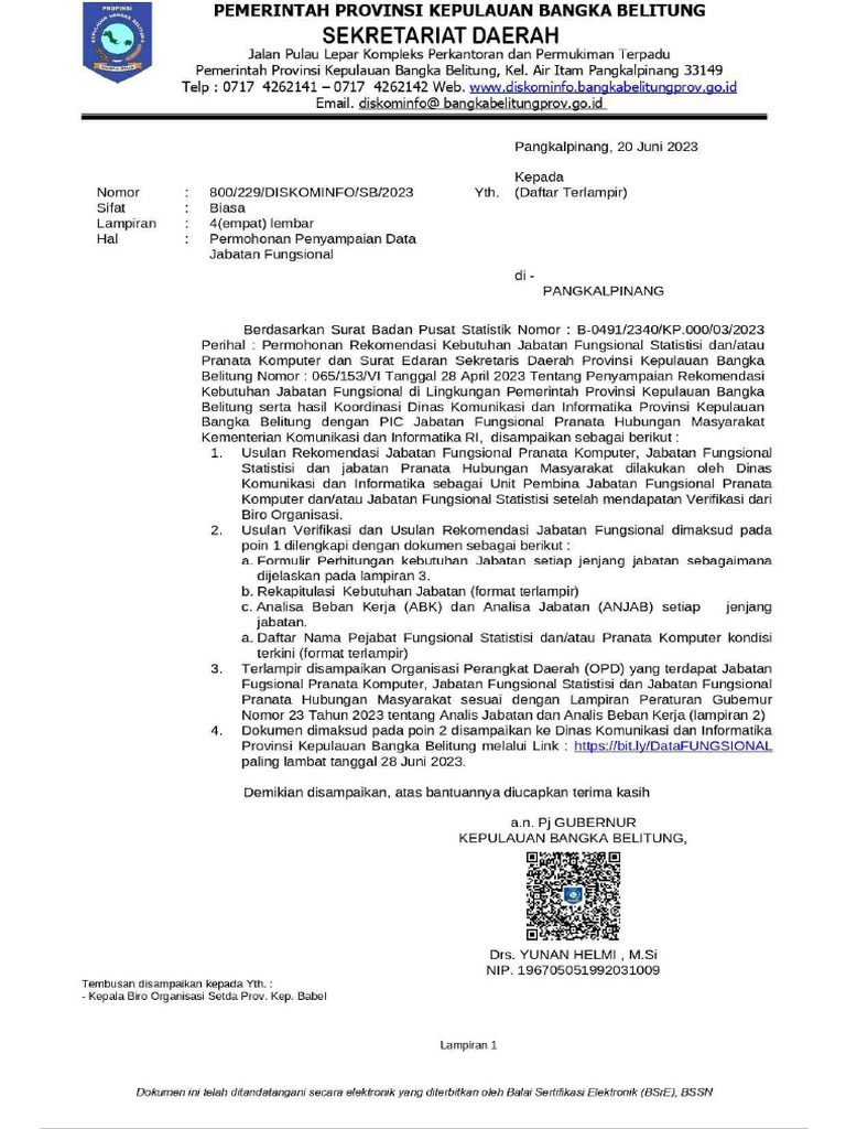 Permohonan Penyampaian Data JF | PDF