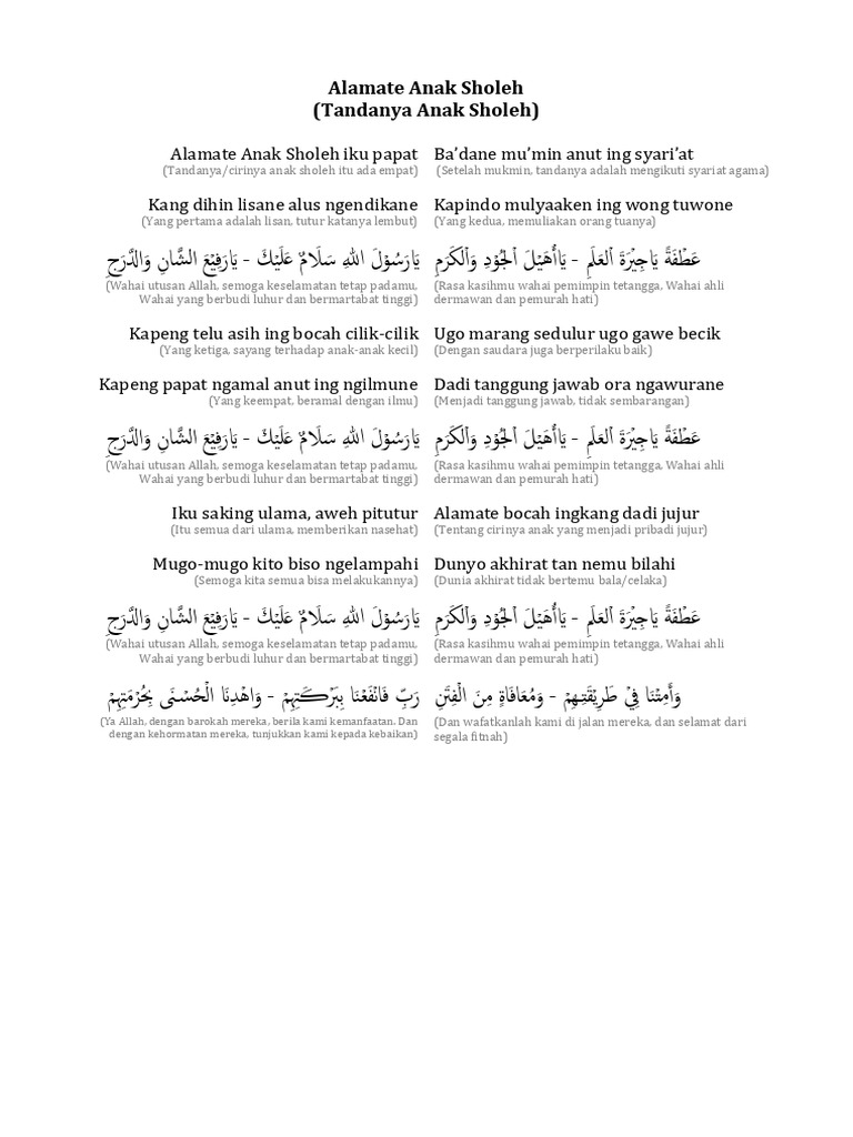 Ciri-Ciri Anak Sholeh dalam Islam | PDF