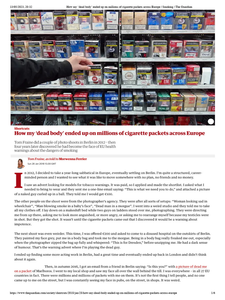 How My Dead Body' Ended Up On Millions of Cigarette Packets Across ...