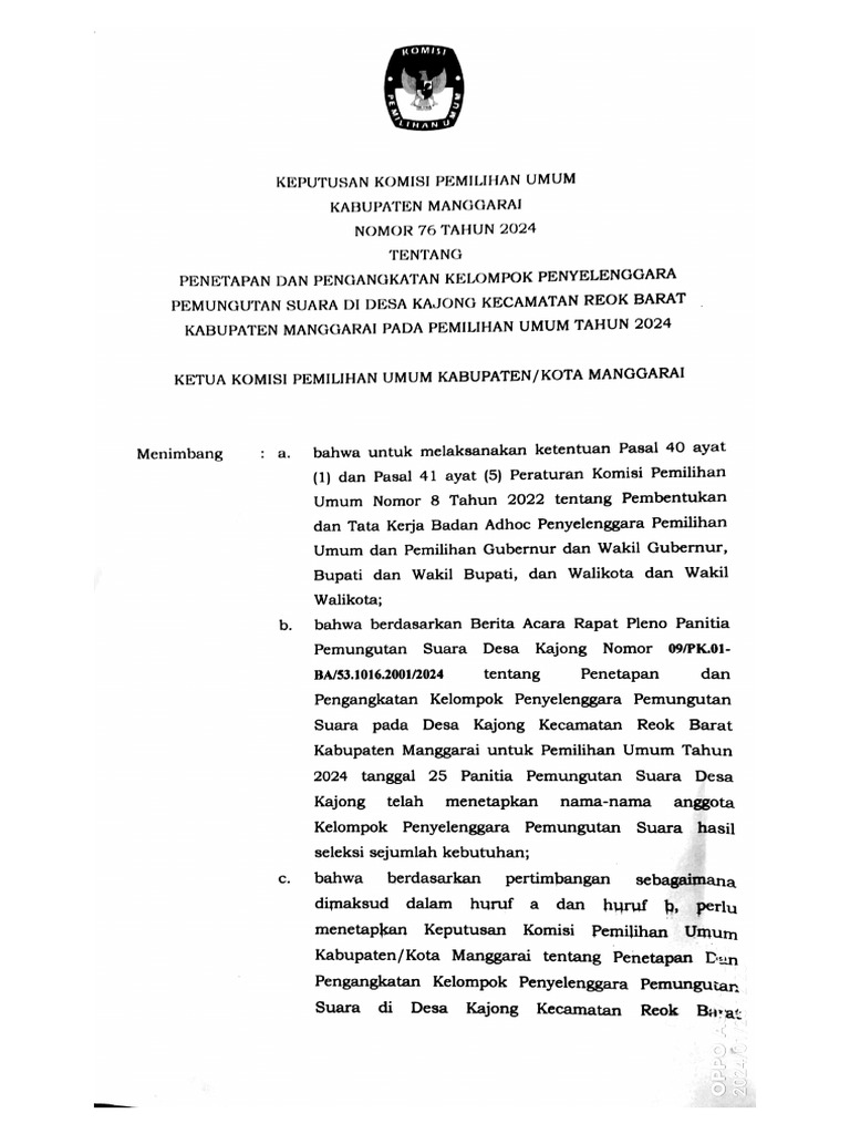 SK - KPU Penetapan KPPS | PDF