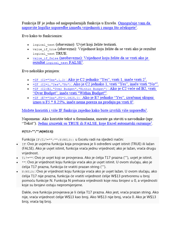 Funkcija IF | PDF