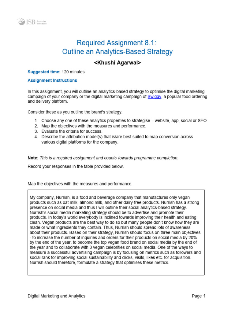 ISB - DMA - Week 8 - Required Assignment 8.1 - Template | Download Free PDF | Digital Marketing ...