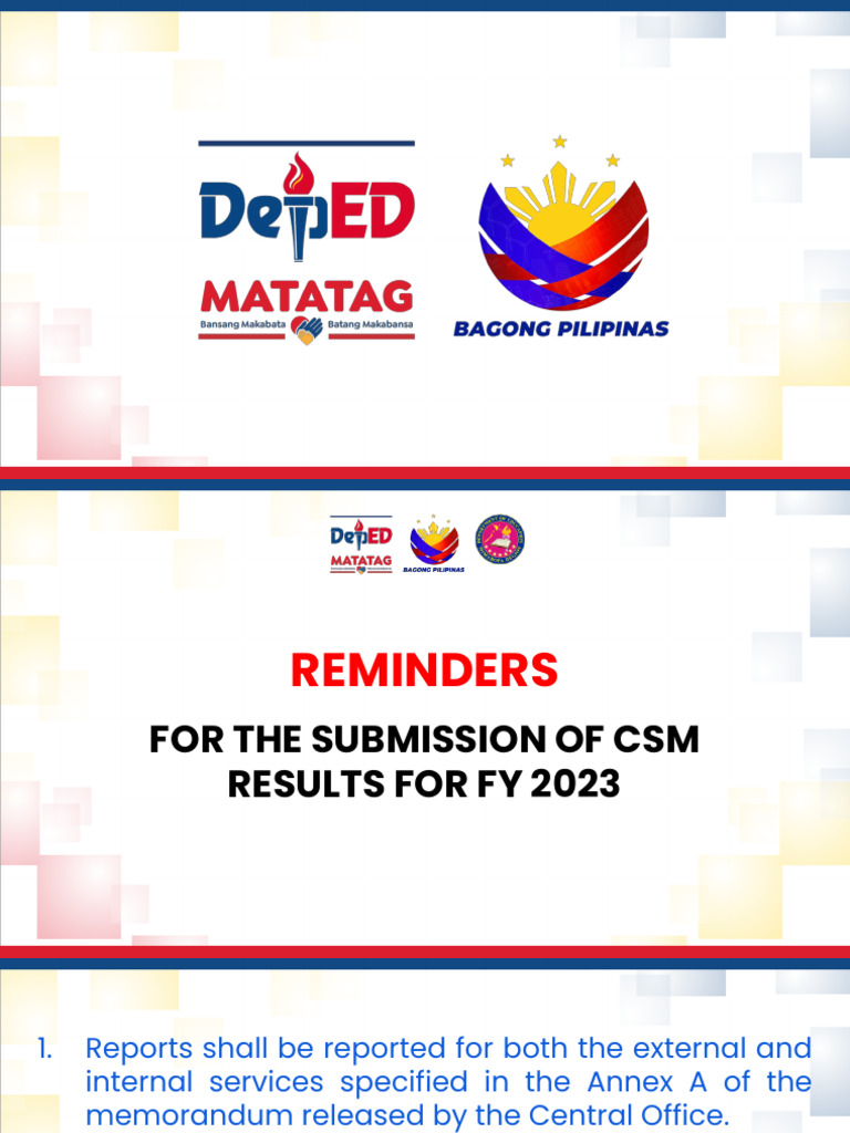 Reminders Submission of CSM Results Fy2023 | PDF