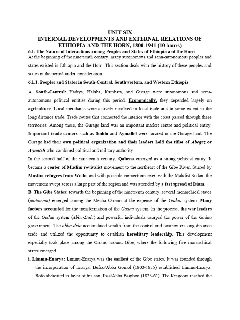 UNIT SIX (History Common Course) | PDF | Ethiopia