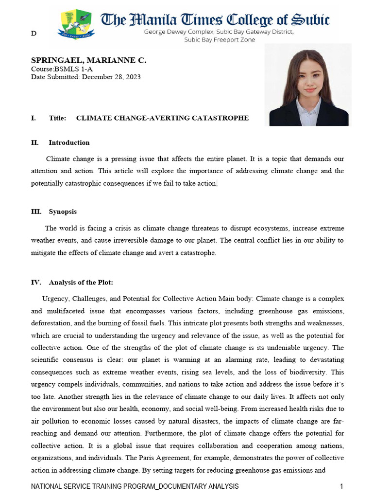 NSTP 1 Final Exam Format Documentary Analysis 2 | PDF | Climate Change ...