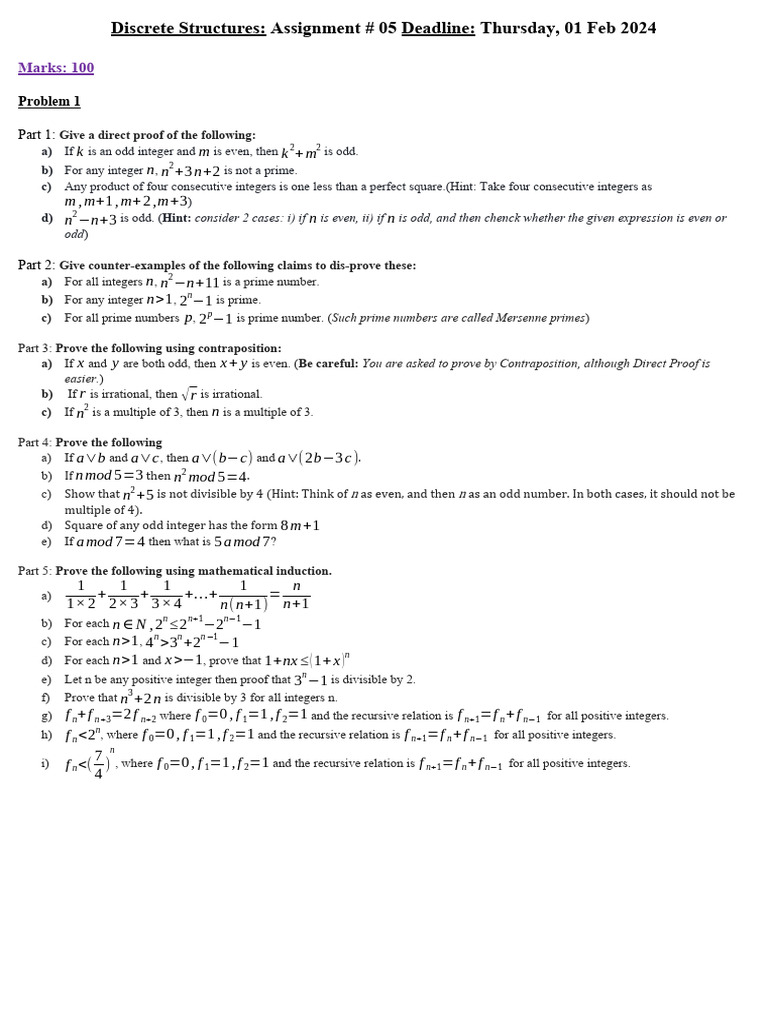 Assignment 05 | PDF | Mathematical Proof | Prime Number