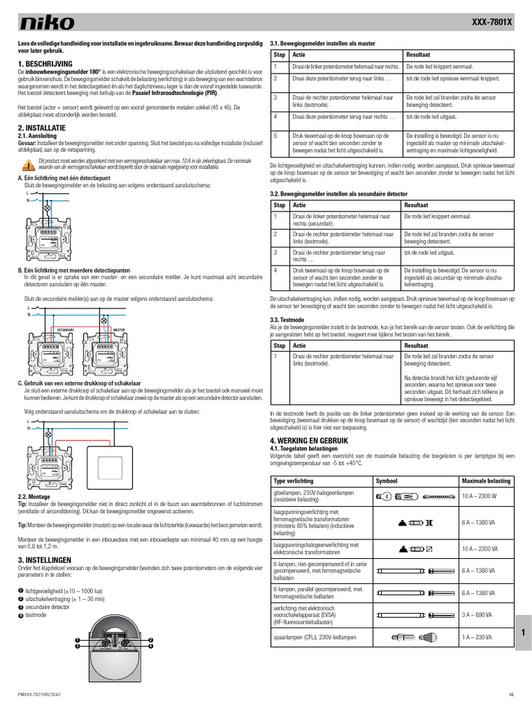 Niko Bewegingsm. Installatiehandleiding | PDF