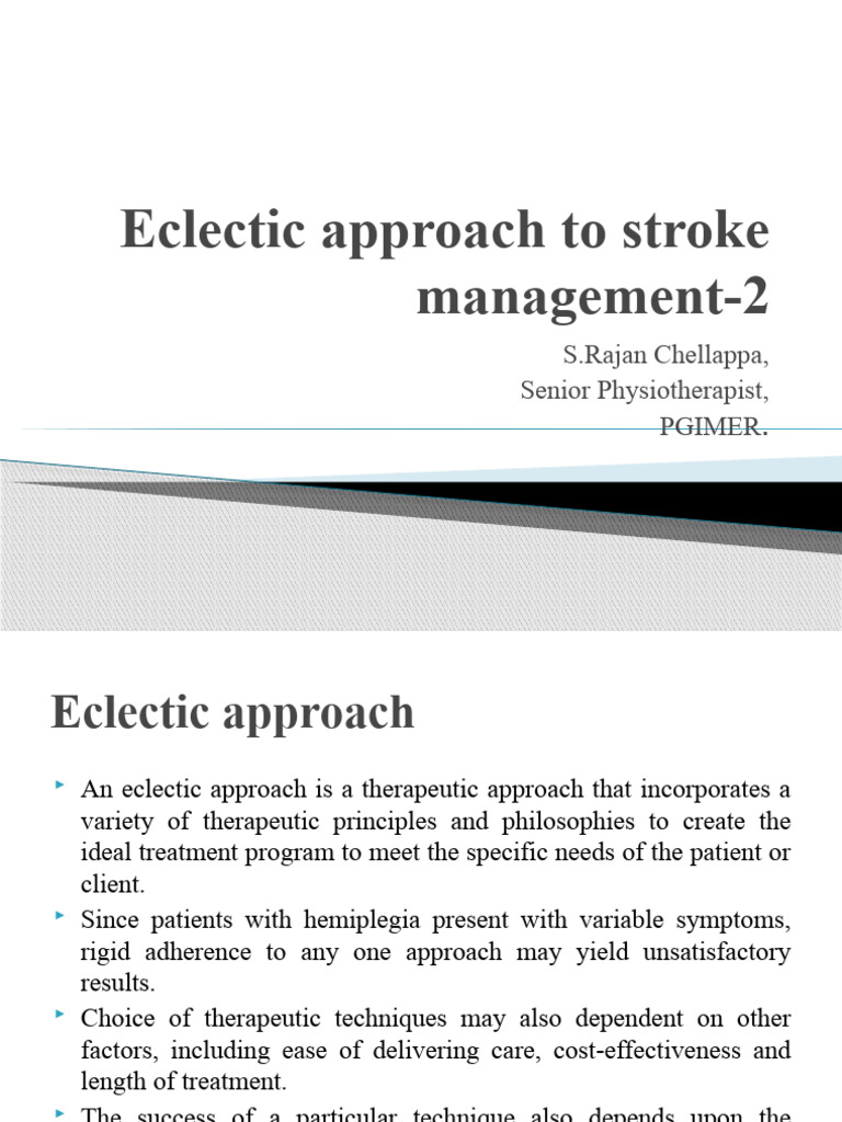 2 - Eclectic Approach For Stroke Management | PDF | Anatomical Terms Of Motion | Physical Therapy