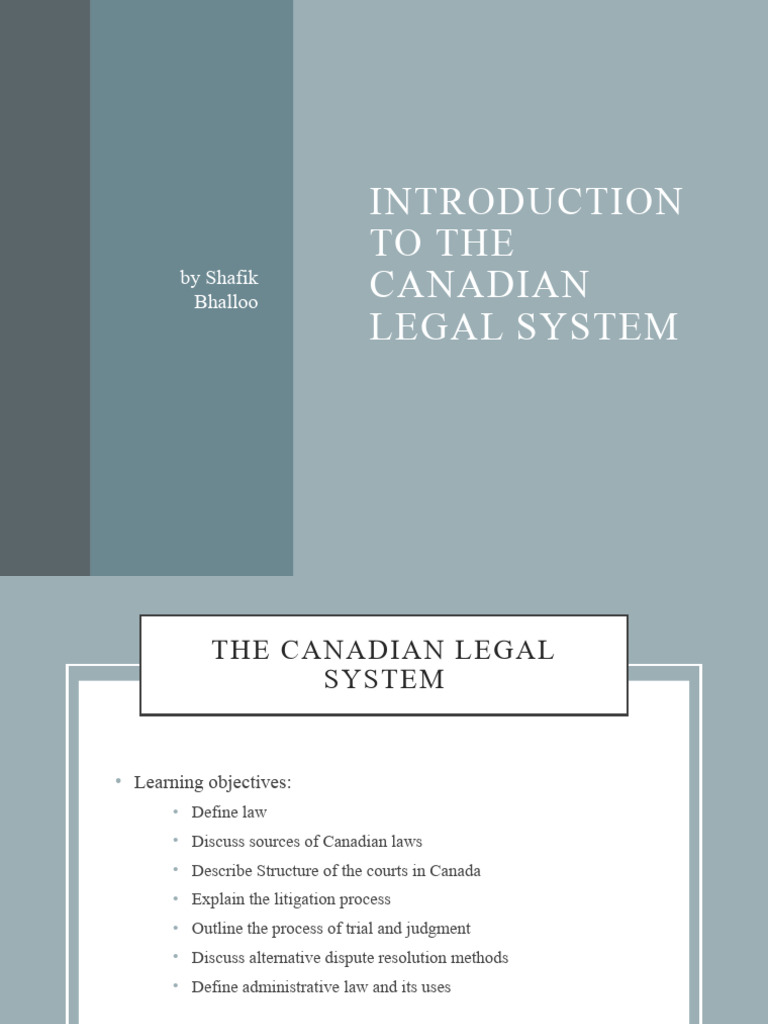 Introduction To The Canadian Legal System | PDF